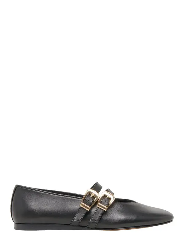 DOLCEVITA Baylee Buckled Ballet Flats - Black Leather