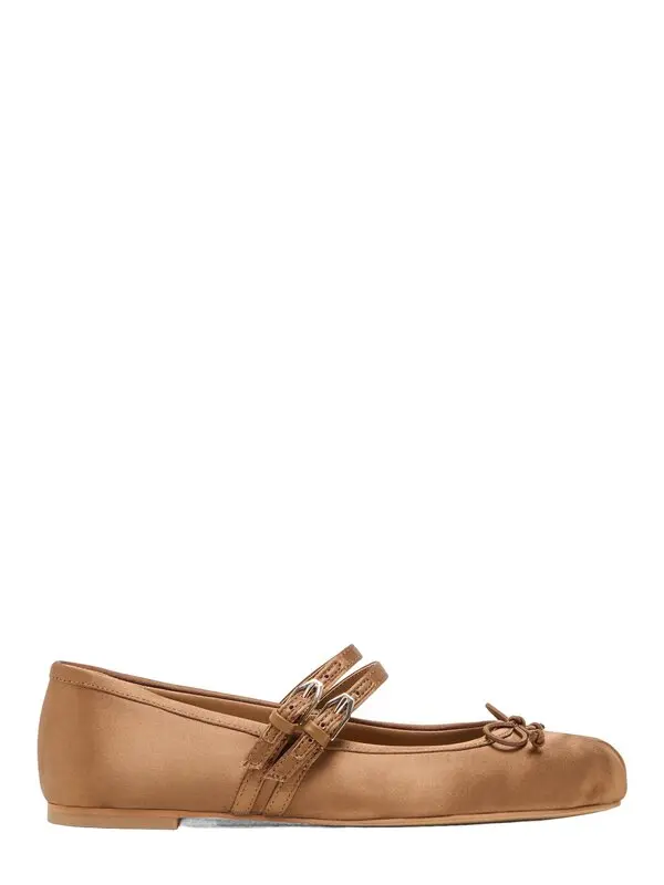 DOLCEVITA Gibsen Ballet Flats - Mid Brown Satin