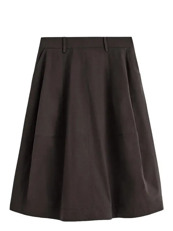 Cos Voluminous Cotton Midi Skirt - Brown