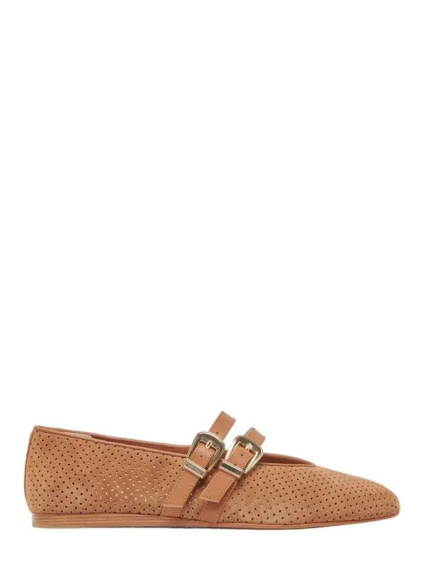 DOLCEVITA Baylee Ballerina Flats - Pecan Perforated Suede