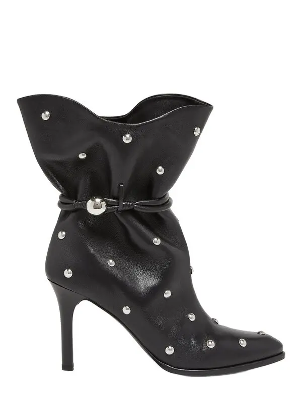 Isabel Marant Lolya Studded Leather Ankle Boots - Black Silv