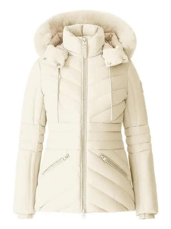 Mackage Nadia-shz Down Jacket With Shearling Trim - Cream