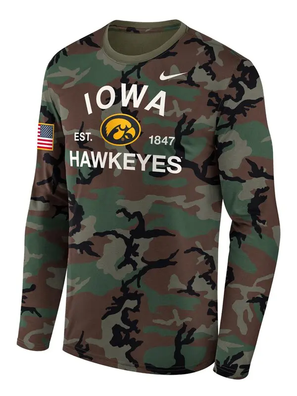 Nike Iowa 2025 Military Appreciation Legend Dri-fit College Long-sleeve T-shirt - Green