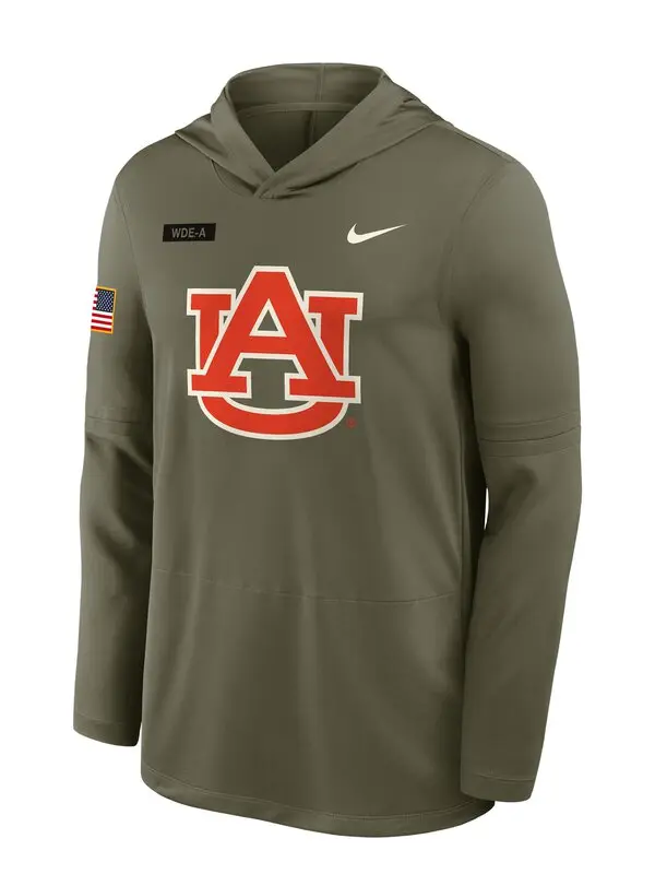 Nike Auburn Military Appreciation Dri-fit College Long-sleeve Hooded Top - Green