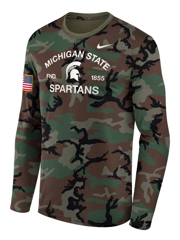 Nike Michigan State 2025 Military Appreciation Legend Dri-fit College Long-sleeve T-shirt - Green