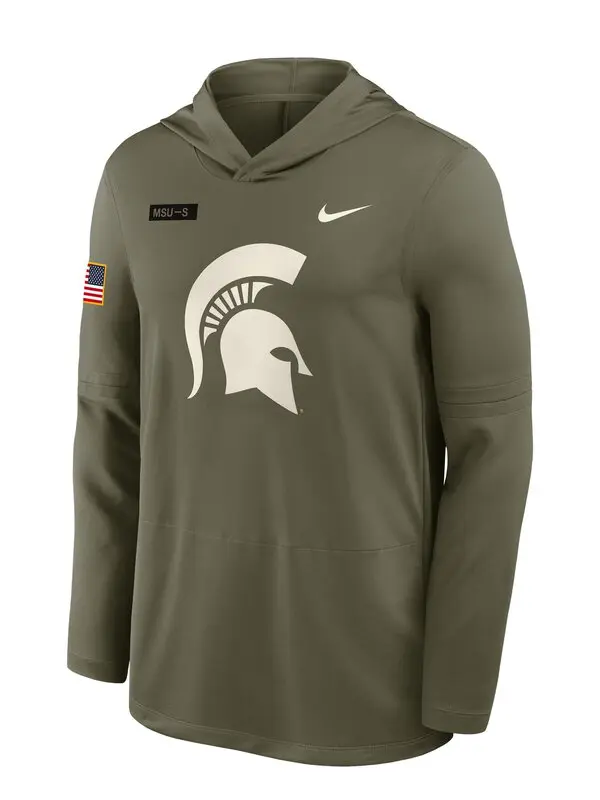 Nike Michigan State Military Appreciation Dri-fit Long-sleeve Hooded Top - Green