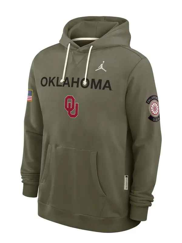 JORDAN Oklahoma 2025 Military Appreciation Dri-fit College Pullover Hoodie - Green