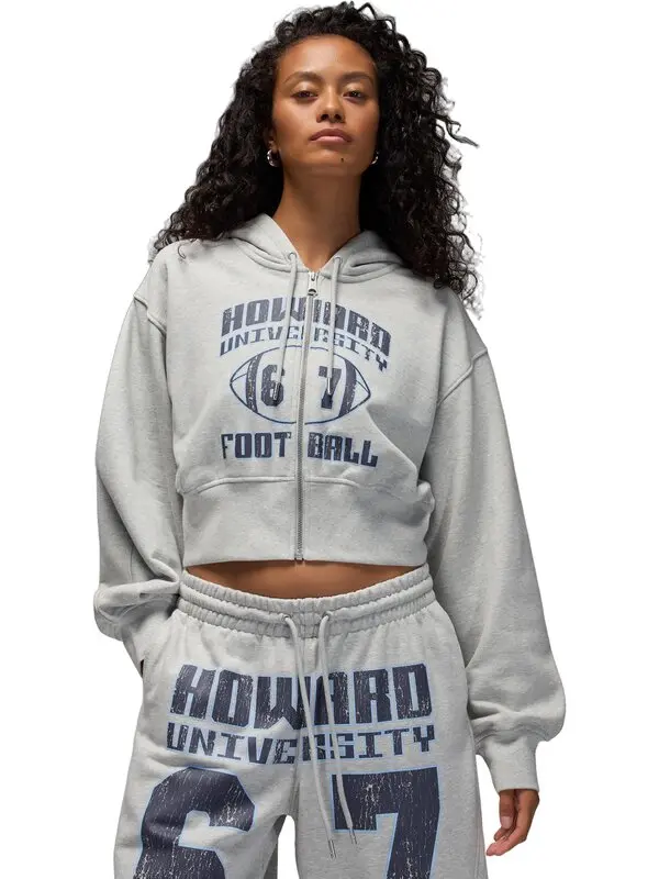 JORDAN Flight Fleece X Howard University Full-zip Cropped Hoodie - Grey