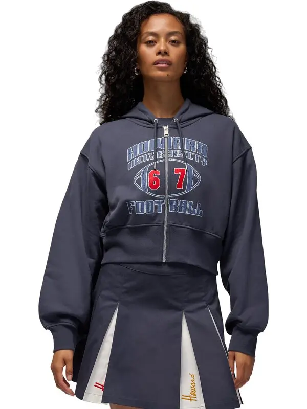 JORDAN Flight Fleece X Howard University Full-zip Cropped Hoodie - Grey