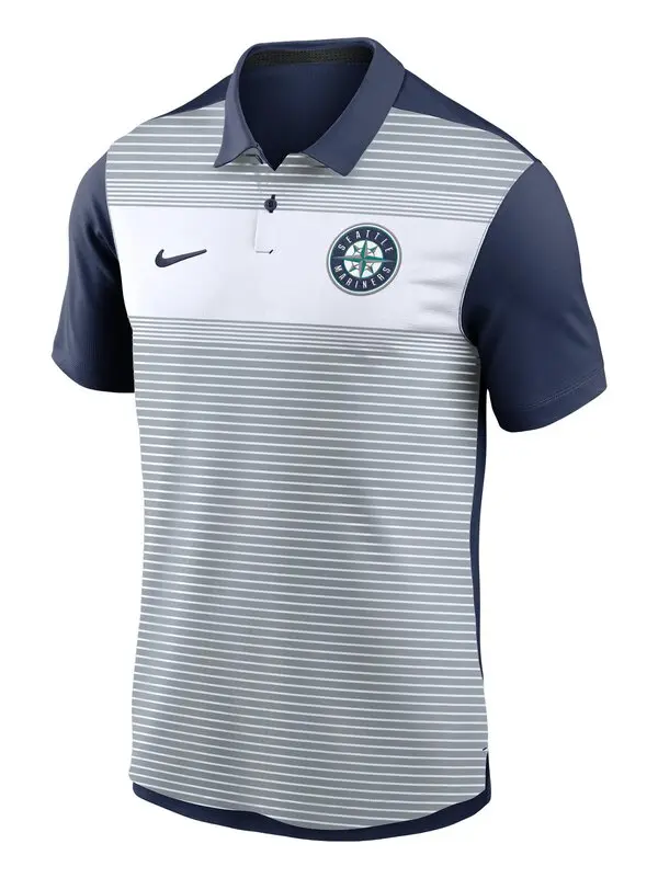 Nike Seattle Mariners Striped Vapor Polo Dri-fit Mlb Polo - White