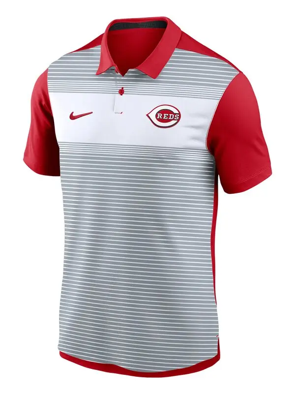 Nike Cincinnati Reds Striped Vapor Polo Dri-fit Mlb Polo - White