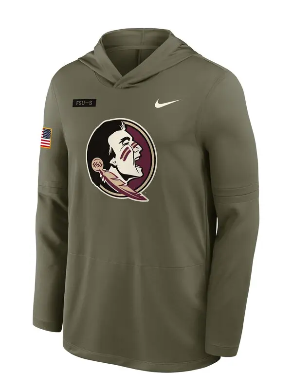 Nike Florida State 2025 Military Appreciation Dri-fit College Long-sleeve Hooded Top - Green