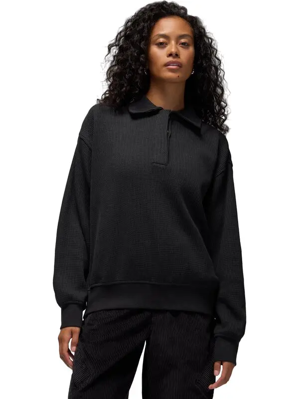 JORDAN Flight Long-sleeve Waffle Top - Black