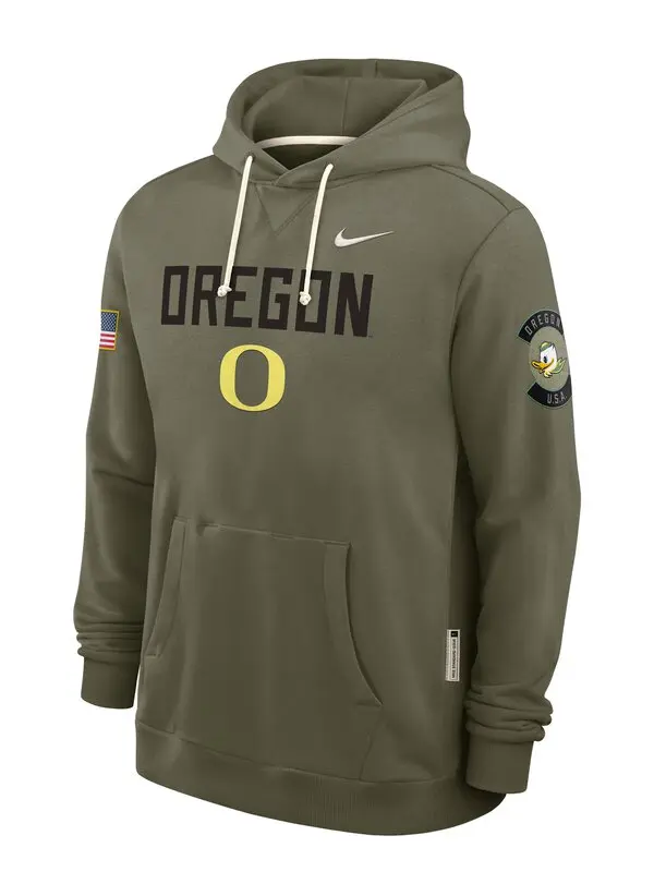 Nike Oregon 2025 Military Appreciation Dri-fit College Pullover Hoodie - Green