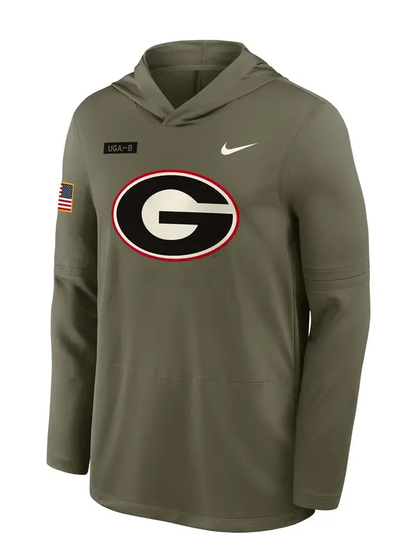 Nike Georgia 2025 Military Appreciation Dri-fit College Long-sleeve Hooded Top - Green