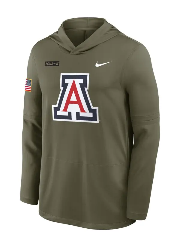Nike Arizona 2025 Military Appreciation Dri-fit College Long-sleeve Hooded Top - Green