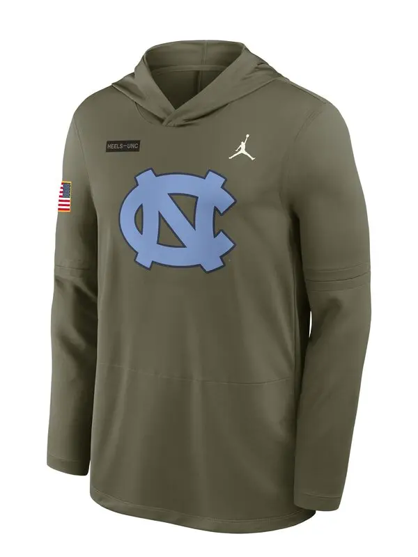 JORDAN North Carolina 2025 Military Appreciation Dri-fit Long-sleeve Hooded Top - Green