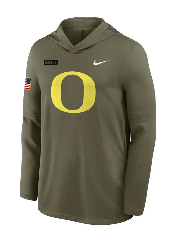 Nike Oregon 2025 Military Appreciation Dri-fit College Long-sleeve Hooded Top - Green