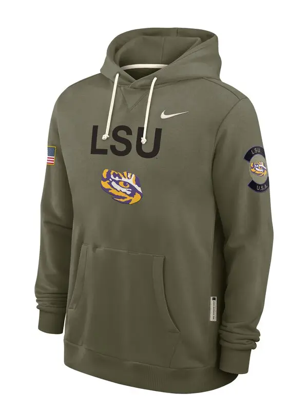 Nike Lsu 2025 Military Appreciation Dri-fit College Pullover Hoodie - Green