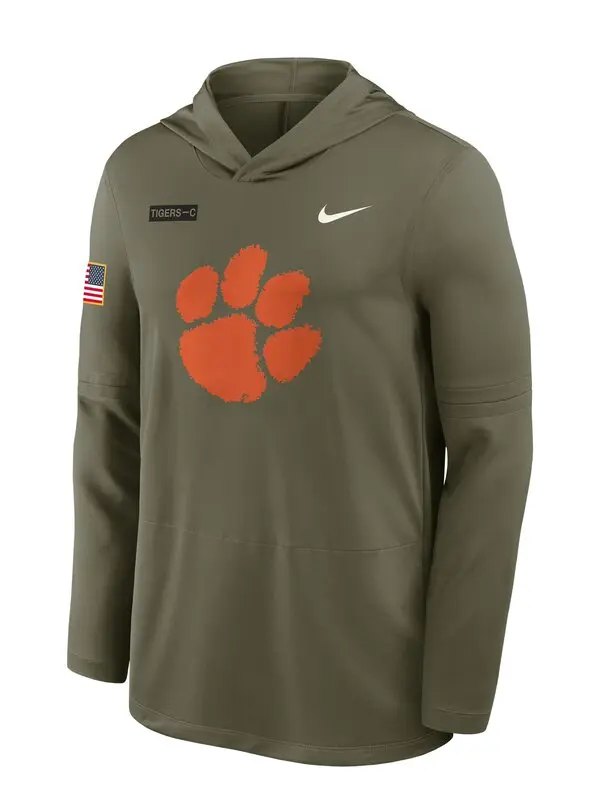 Nike Clemson 2025 Military Appreciation Dri-fit College Long-sleeve Hooded Top - Green