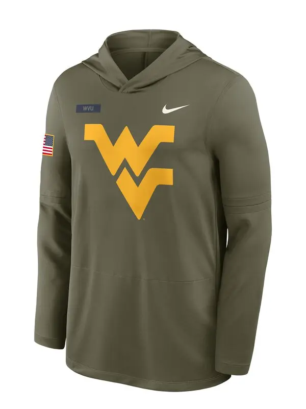 Nike West Virginia 2025 Military Appreciation Dri-fit College Long-sleeve Hooded Top - Green