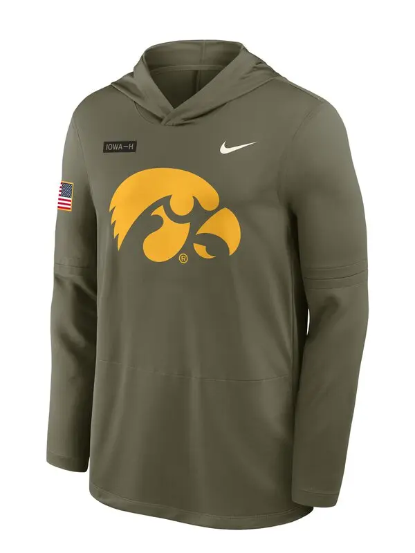 Nike Iowa 2025 Military Appreciation Dri-fit College Long-sleeve Hooded Top - Green