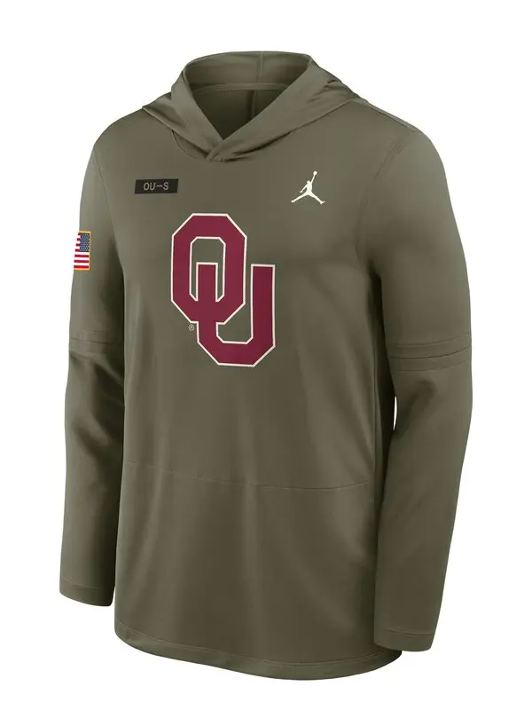 JORDAN Oklahoma 2025 Military Appreciation Dri-fit Long-sleeve Hooded Top - Green