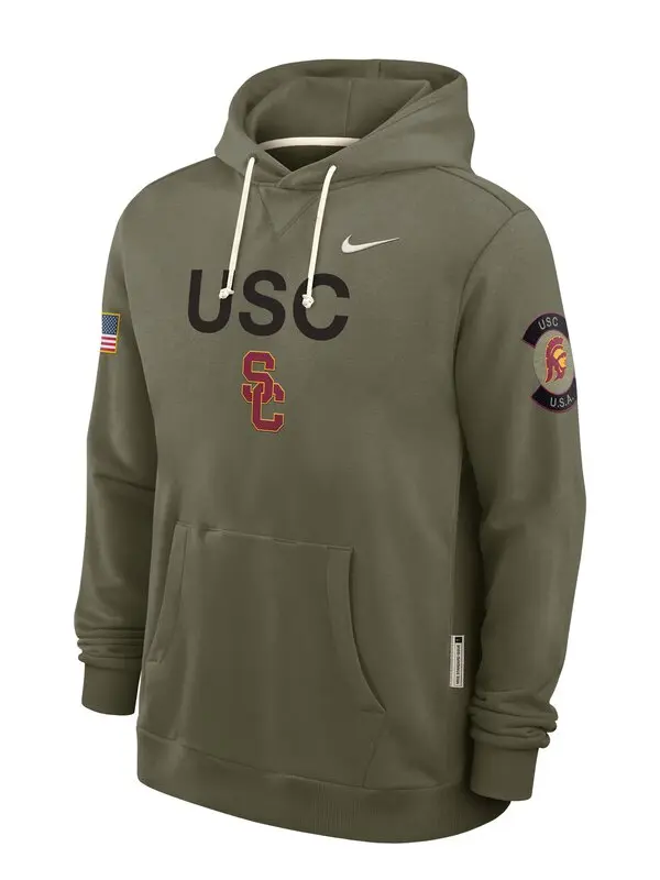 Nike Usc 2025 Military Appreciation Dri-fit College Pullover Hoodie - Green