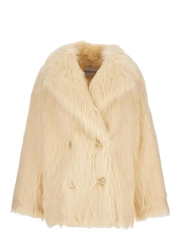STAND STUDIO Katalina Faux Fur Overcoat - White
