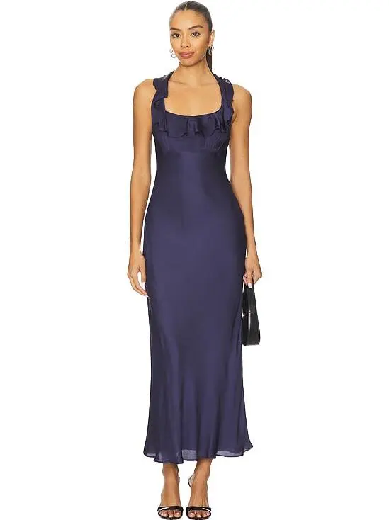 Astr The Label Morrigan Halter Neck Dress - Navy