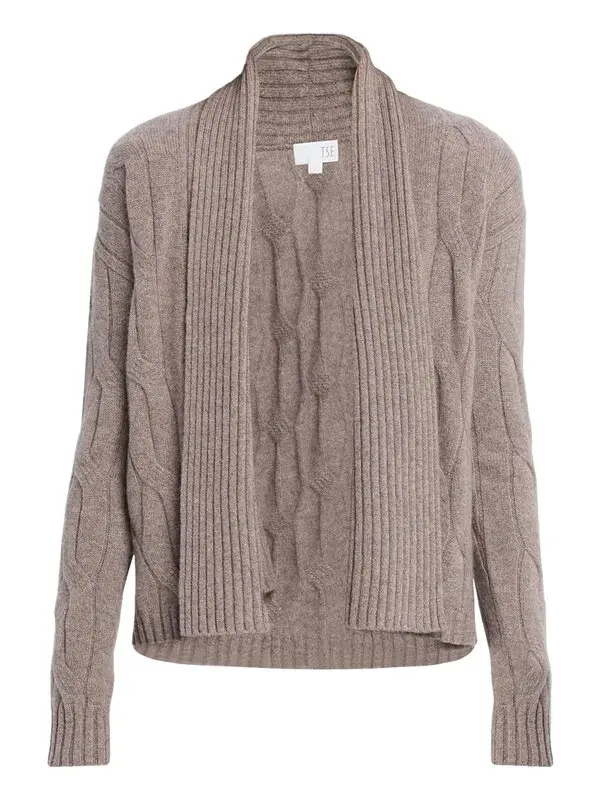 Tse Cashmere Cashmere Cable-knit Shawl Cardigan - Walnut Melange