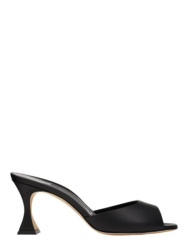 Manolo Blahnik Jadarona Leather Mule Sandals - Black
