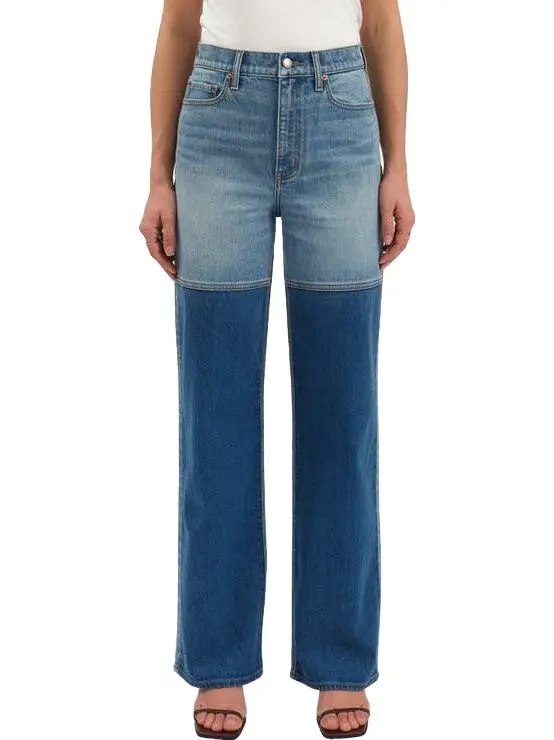 DAZE City Two-tone High-rise Straight Leg Jeans - Double Dip