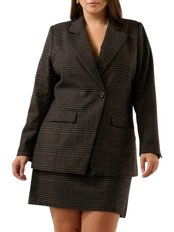 ESTELLE Noel Check Double-breasted Blazer - Chocolate Box