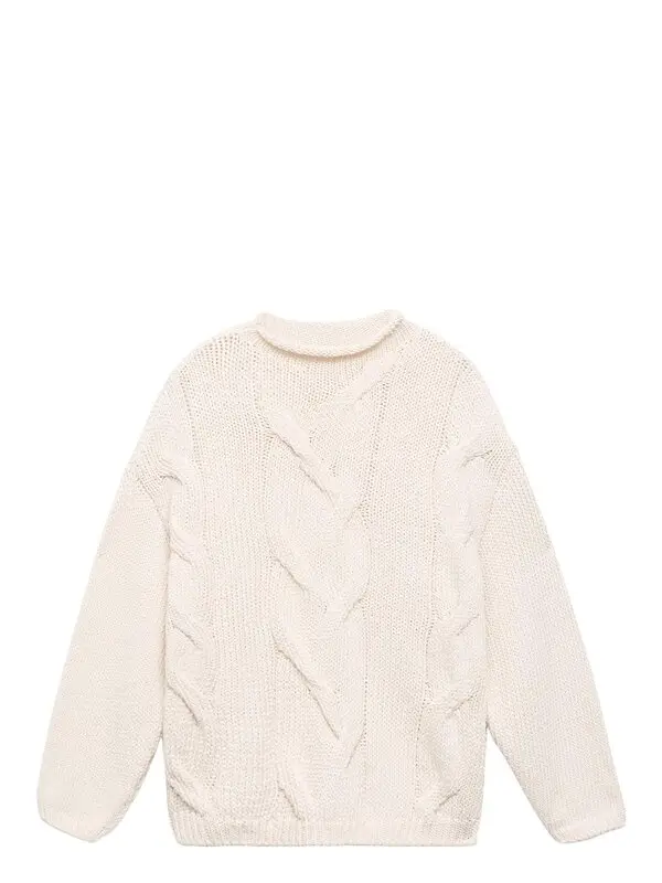 Mango Cable Knit Roll Neck Sweater - Off White