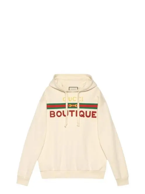 Gucci Boutique Print Hooded Sweatshirt - Off White