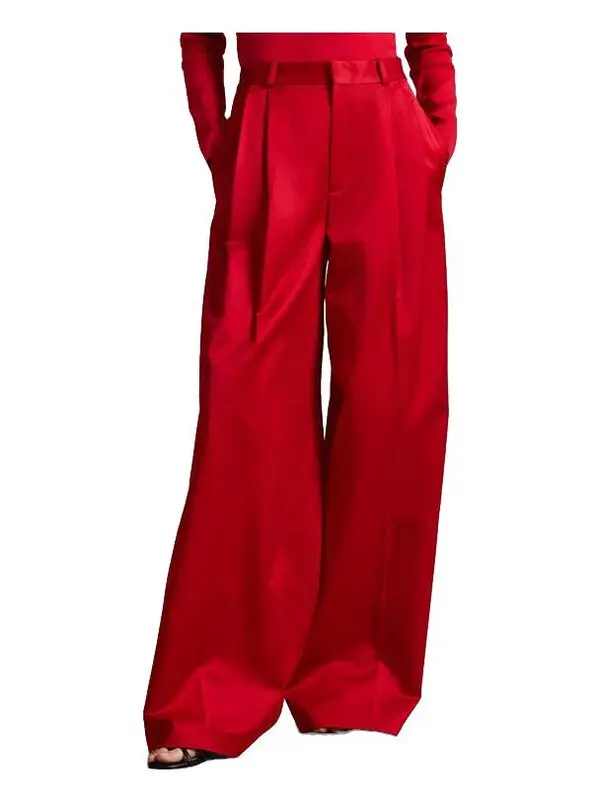 Polo Ralph Lauren Pleated Satin Wide-leg Pants - Rl 2000 Red