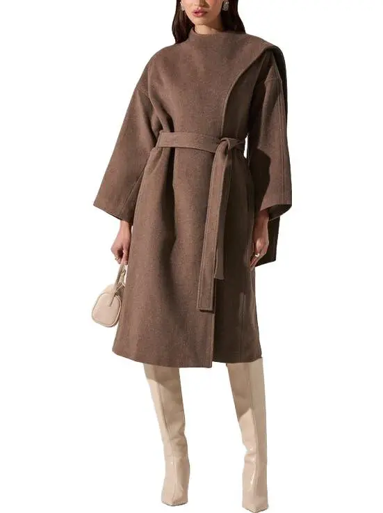 Astr The Label Elaxi Belted Coat - Taupe Brown