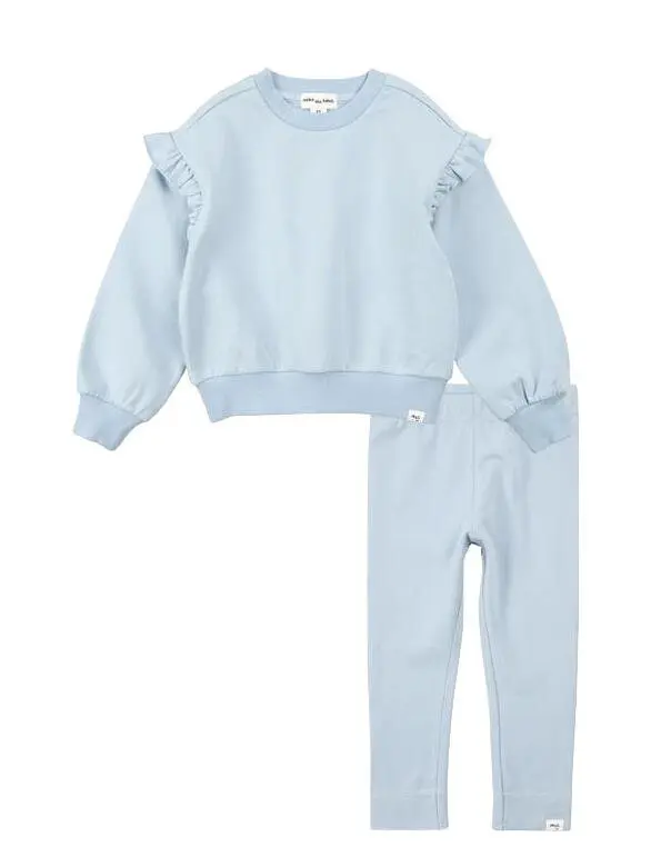 MILES THE LABEL Ruffle Sweatshirt And Leggings Set - Light Blue