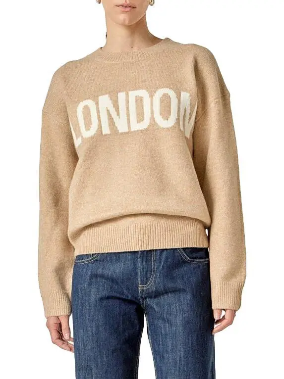 English Factory Lettering Sweater - Tan/white
