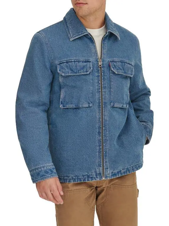 LEVI'S Insulated Cotton Denim Shirt Jacket - Medium Wash Denim