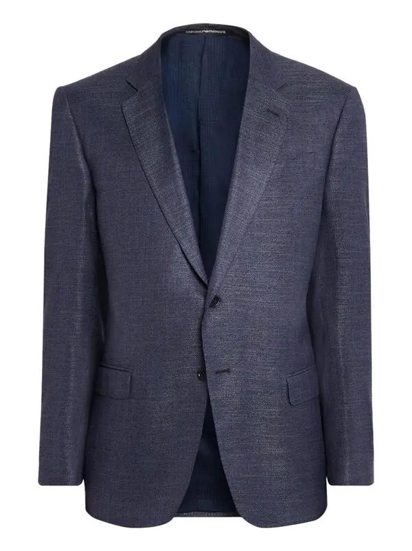 Emporio Armani Blurred Plaid Bamboo Viscose G Line Sport Coat - Blue