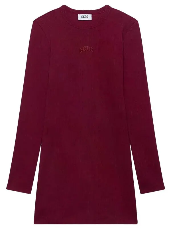 Gcds Ribbed Long-sleeve Dress - Red