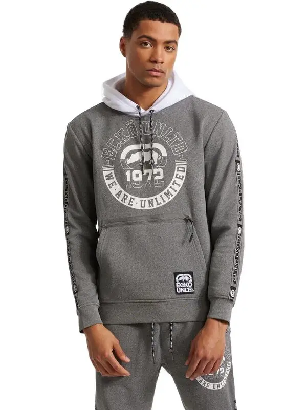 ECKO UNLTD. Printed Tape Hoodie - Marled Grey