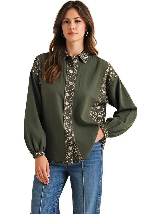 MODENAIRE Long Sleeve Button-up Shirt - Floral Print