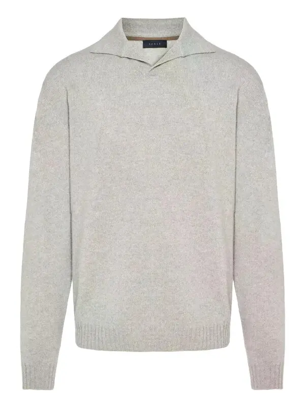 Sease Ribbed Split-neck Sweater - Grey