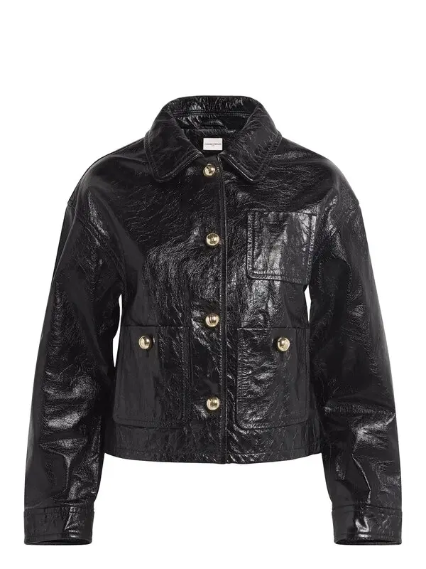 Claudie Pierlot Cropped Leather Jacket - Black