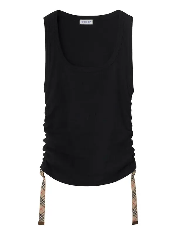 Burberry Cotton-blend Gathered Tank Top - Black