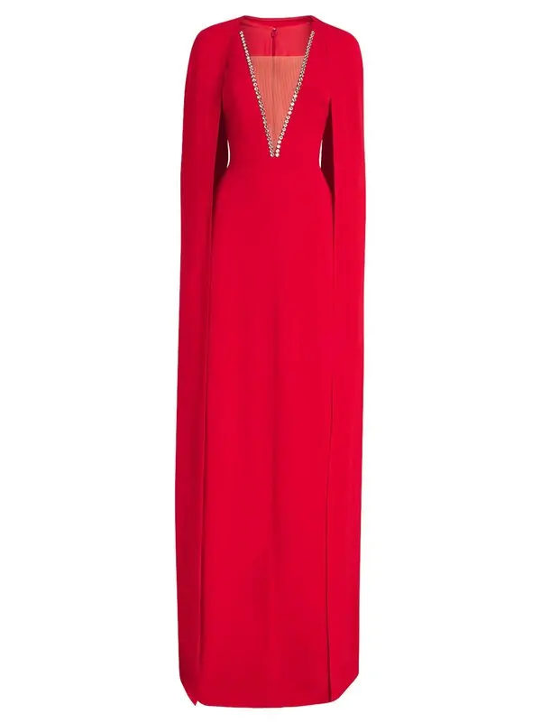 Stella McCartney Crepe Embellished Cape Gown - Red