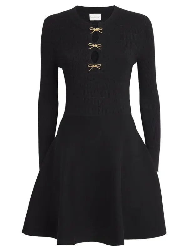 Claudie Pierlot Knit Bow-detail Mini Dress - Black